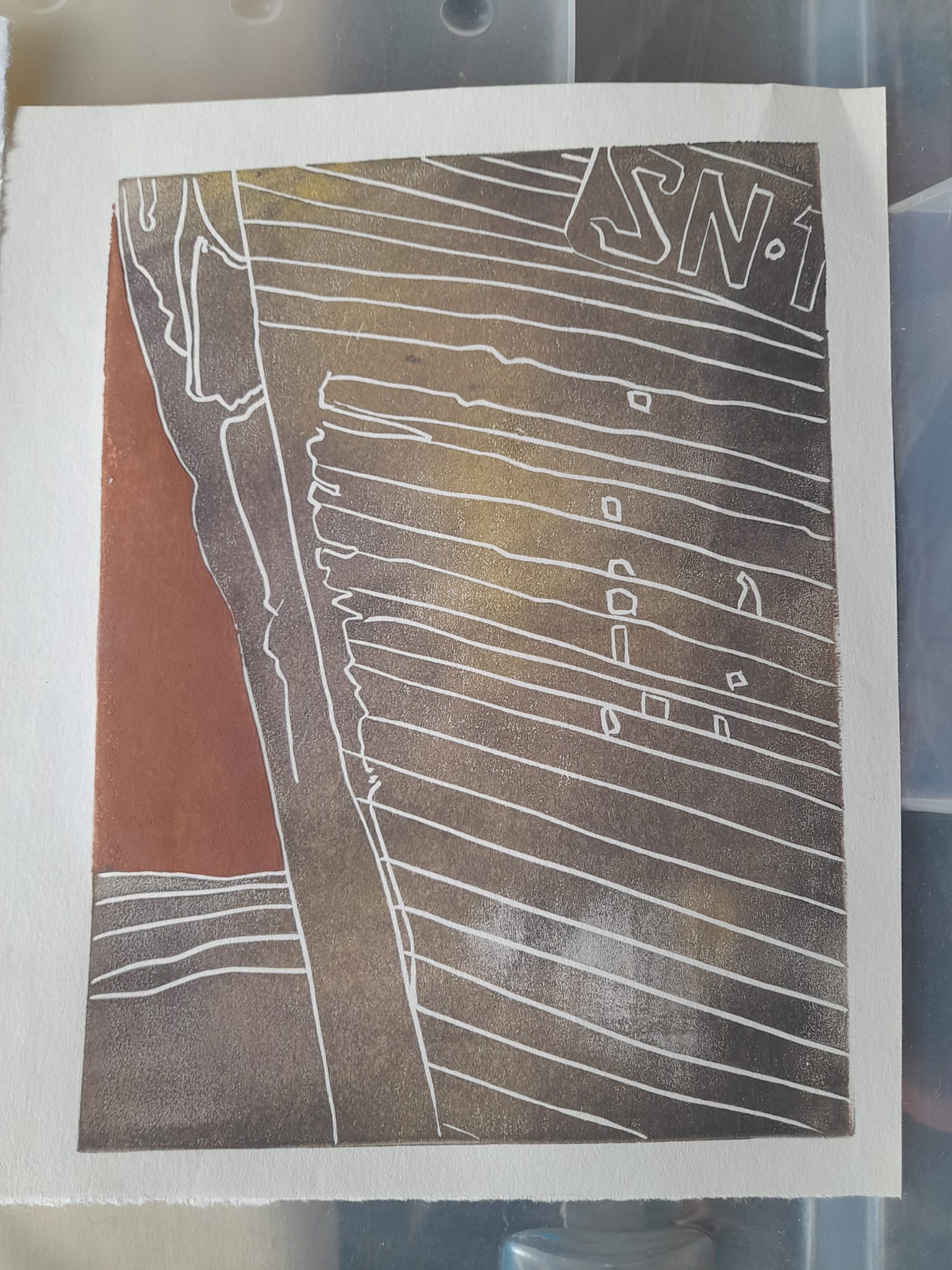 linogravure Maryse Martin- Lelievre – Collectif Créatif Conflanais