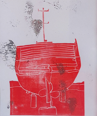 linogravure Maryse Martin- Lelievre – Collectif Créatif Conflanais